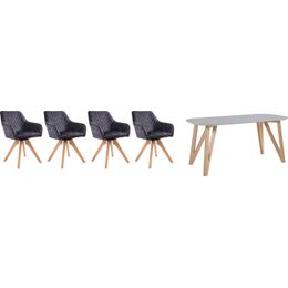 Salesfever Essgruppe, (5-tlg), Tischbreite 160 cm, Stühle 180° drehbar, mit Samtverlours, schwarz|weiß
