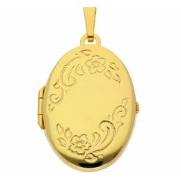 Adelia´s Adelia´s Kettenanhänger Damen Goldschmuck 585 Gold Medaillon Anhänger, 585 Gold Goldschmuck für Damen, goldfarben