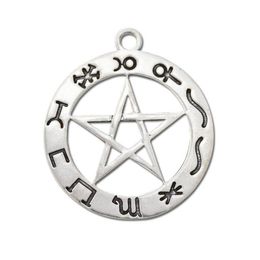 Adelia´s Adelia´s Amulett Anhänger Siegel der Hexerei (versilbert), Planeten Pentagramm - Erfolg bei Zaubersprüchen, silberfarben