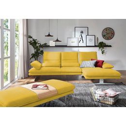 W.Schillig Ecksofa broadway, Sitztiefenverstellung, Kopfteil- & Seitenteilverstellung, Breite 291cm, gelb