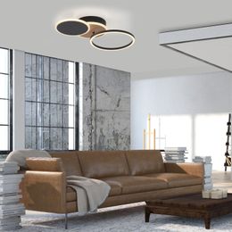 Leuchten Direkt LeuchtenDirekt SEVENT Deckenleuchte LED Holzoptik, Schwarz, 1-flammig