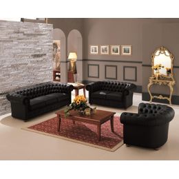JVmoebel Wohnzimmer-Set Chesterfield Couch Polster Sofagarnitur 3+2+1 Sitzer 100% Leder Sofort