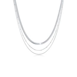 Elli Premium Ketten-Set Elli Premium Halskette Layer 3-reihig Flach Rund Kugelkette 925 Silber