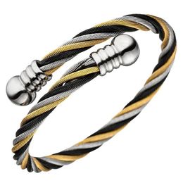 Schmuck Krone Silberarmband Armspange aus Edelstahl 3-farbig gold schwarz silber