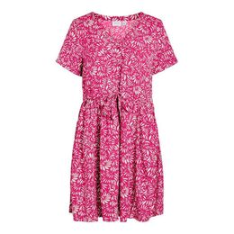 Vila Shirtkleid Mini Blumen Kleid Sommer Kurzarm Dress VVILISE (mini) 5735 in Pink
