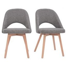 Miliboo Skandinavische Stühle aus grauen Stoff mit Samteffekt und massivem Buchenholz (2er-Set) COSETTE
