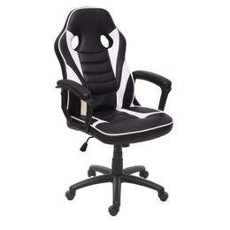 B&uuml;rostuhl MCW-F59, Schreibtischstuhl Drehstuhl Racing-Chair Gaming-Chair, Kunstleder ~ schwarz/wei&szlig;