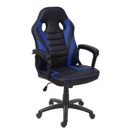 Bürostuhl MCW-F59, Schreibtischstuhl Drehstuhl Racing-Chair Gaming-Chair, Kunstleder ~ schwarz/blau