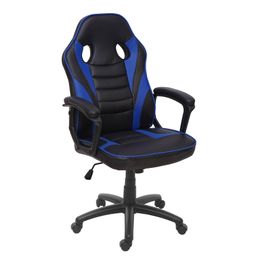 B&uuml;rostuhl MCW-F59, Schreibtischstuhl Drehstuhl Racing-Chair Gaming-Chair, Kunstleder ~ schwarz/blau