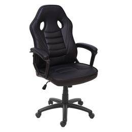 Bürostuhl MCW-F59, Schreibtischstuhl Drehstuhl Racing-Chair Gaming-Chair, Kunstleder ~ schwarz