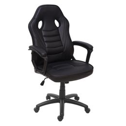 B&uuml;rostuhl MCW-F59, Schreibtischstuhl Drehstuhl Racing-Chair Gaming-Chair, Kunstleder ~ schwarz