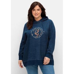 sheego Sweatshirt Große Größen in Denimoptik, mit Frontstickerei, blau