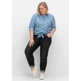 sheego Stretch-Jeans Große Größen mit breitem High-Waist-Bund, schwarz