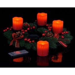 Spetebo - Adventskranz mit 4 led Kerzen und Fernbedienung - 30 cm - Weihnachts Tisch Kranz mit künstlichen Kerzen