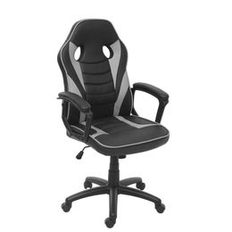 Bürostuhl MCW-F59, Schreibtischstuhl Drehstuhl Racing-Chair Gaming-Chair, Kunstleder ~ schwarz/grau