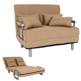 Schlafsessel MCW-K29, Klappsessel Schlafsofa Gästebett Relaxsessel, Liegefläche 186x97cm ~ Stoff/Textil creme-beige