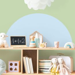 Wandtattoo Halbkreis - Pastellblau rund Wandsticker, Wandaufkleber Kinderzimmer Wohnzimmer Schlafzimmer Jungenzimmer