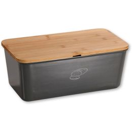 Kesper® Brotkasten Brotbox mit Bambusdeckel, Bambus, Kunststoff, (2-tlg), mit abnehmbaren Deckel mit Schneidefläche, beige|grau