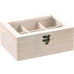 KESPER for kitchen & home KESPER for kitchen & home Teebox Tee-Box mit 6 Fächern, Bambus, (1-tlg), mit 6 Fächern, weiß