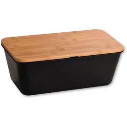 KESPER for kitchen & home KESPER for kitchen & home Brotkasten Brotbox mit Bambusdeckel, Bambus, Kunststoff, (2-tlg), mit abnehmbaren Deckel mit Schneidefläche, beige|schwarz