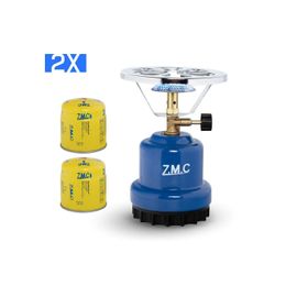 ZMC Gaskocher Campingkocher Gaskocher Shisha Kohleanzünder + 2x Gaskartuschen 190g