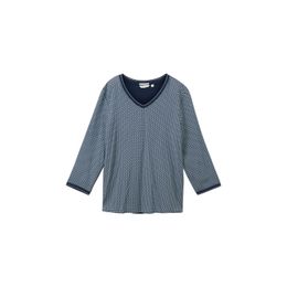 Tom Tailor Damen Langarmshirt mit Allover-Print, blau, Muster, Gr. XL
