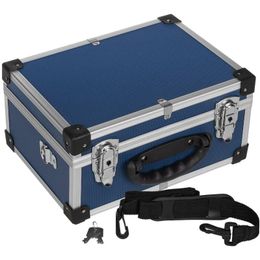 anndora - Werkzeugkoffer 32 cm blau-silberner Koffer für sichere Aufbewahrung - Tragegurt und Schlösser - Blau