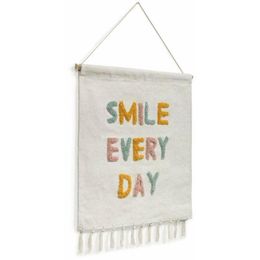 Adelina Wandteppich smile every day weiß und mehrfarbig 52 x 60 cm - Mehrfarbig - Kave Home