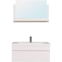 Home Deluxe - Badmöbel-Set - wangerooge Weiß - Medium - inkl. Waschbecken und komplettem Zubehör - Breite Waschbecken: ca. 60 cm i Badezimmermöbel