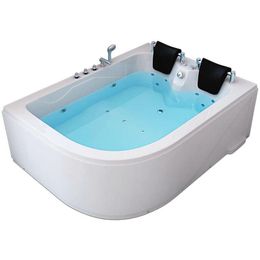 Home Deluxe - Whirlpool Badewanne BLUE OCEAN XL - 180 x 120 cm links, weiß I Whirlwanne, Pool, für 2 Personen