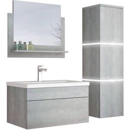 Home Deluxe Badmöbel-Set - wangerooge Grau - Large - inkl. Waschbecken und komplettem Zubehör - Breite Waschbecken: 60 cm i Badezimmermöbel Waschtisch