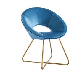 Home Deluxe Esszimmerstühle Samt selesa - Farbe: Blau, Bezug: Samtstoff, Gestell: Gold, pulverbeschichtetes Metall, max. 120 kg i Rundsessel, Küchenstuhl,