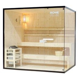 Home Deluxe - Traditionelle Sauna SHADOW XL - 200 x 150 cm für 5 Personen Sauna Saunakabine Ecksauna Massivholz