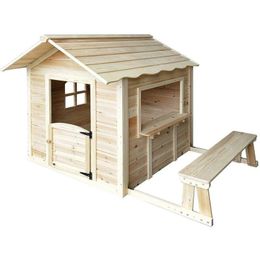 Home Deluxe Spielhaus - der GROßE palast Natur - 166 x 138 x 132 cm mit Bank - fsc zertifiziertes Kinderspielhaus, inkl. Montagematerial i Gartenhaus Holzhaus