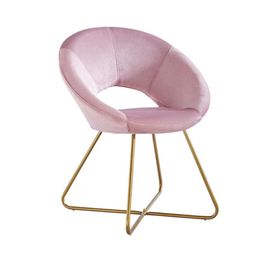 Home Deluxe Esszimmerstühle Samt selesa - Farbe: Rosa, Gold Bezug: Samtstoff, Gestell: pulverbeschichtetes Metall, max. 120 kg i Rundsessel, Küchenstuhl,