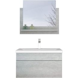 Home Deluxe Badmöbel-Set - wangerooge Grau - Medium - inkl. Waschbecken und komplettem Zubehör - Größe Waschbecken: ca. 60 cm i Badezimmermöbel Waschtisch
