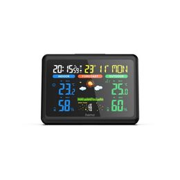 Hama Wetterstation mit Farbdisplay, Außensensor, Wetter, Alarm, Temparatur Wetterstation, schwarz