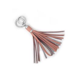 Gretchen Schlüsselanhänger Tassel Keyring, aus italienischem Kalbsleder, rosa|silberfarben
