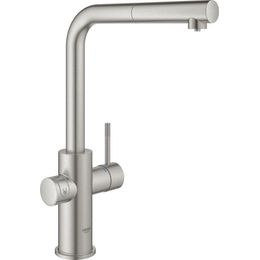 Grohe Untertisch-Trinkwassersystem Grohe Blue, für gefiltertes, gekühltes und sprudelndes Wasser, Packung, langlebige Oberfläche, silberfarben