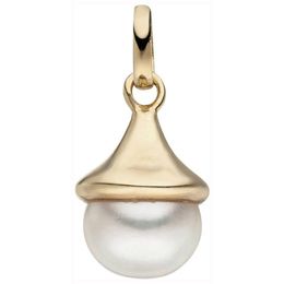 Jobo Perlenanhänger Anhänger mit Perle, 925 Silber vergoldet mit Süßwasser-Zuchtperle, goldfarben