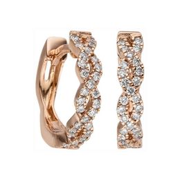 Jobo Paar Creolen Ohrringe mit 56 Diamanten, 585 Roségold, goldfarben