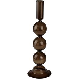 LEONIQUE Kerzenhalter Lorrely (Set, 2 St), Stabkerzenhalter aus Glas, Höhe ca. 25 cm, braun