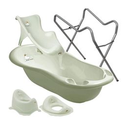 Maltex Babybadewanne LAMA Lindgrün Set 4-tlg + Gestell Grau