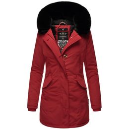 Marikoo Damen edler Wintermantel Parka mit Kunstfellkapuze Karmaa