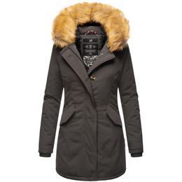 Marikoo Damen edler Wintermantel Parka mit Kunstfellkapuze Karmaa