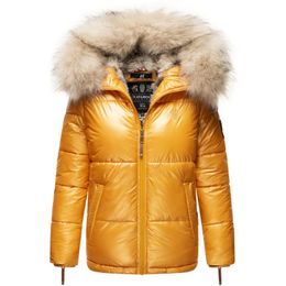 Navahoo Damen Winterjacke Warm Gef&uuml;tterte Steppjacke mit Kunstfellkapuze Tikunaa