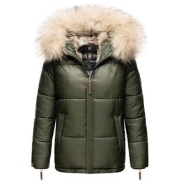 Navahoo Damen Winterjacke Warm Gef&uuml;tterte Steppjacke mit Kunstfellkapuze Tikunaa