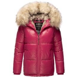 Navahoo Damen Winterjacke Warm Gef&uuml;tterte Steppjacke mit Kunstfellkapuze Tikunaa