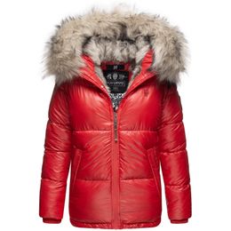 Navahoo Damen Winterjacke Warm Gef&uuml;tterte Steppjacke mit Kunstfellkapuze Tikunaa