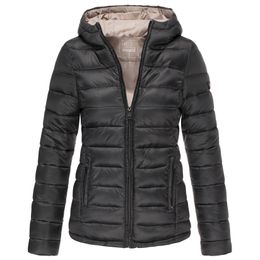 Marikoo Damen modische Steppjacke Übergangsjacke mit großer Kapuze Lucy